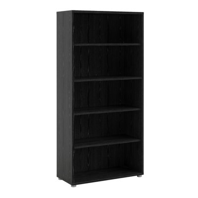Prima Bookcase 4 Shelves in Black woodgrain | DIY at B&Q