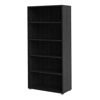 Prima Bookcase 4 Shelves in Black woodgrain | DIY at B&Q