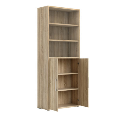 Prima Bookcase 5 Shelves with 2 Doors in Oak | DIY at B&Q