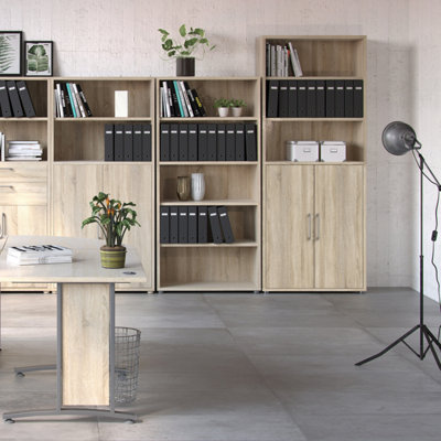 Prima Bookcase 5 Shelves with 2 Doors in Oak