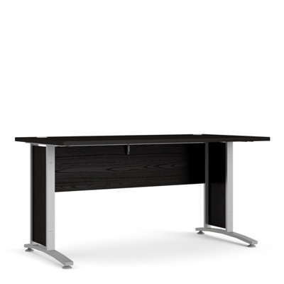Prima Desk 150 cm in Black woodgrain with Silver grey steel legs | DIY ...