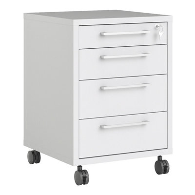 Prima Mobile 4 drawer cabinet in White | DIY at B&Q