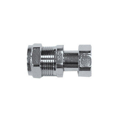 Prima Plus Chrome Compression Straight Tap Connector 22mm x 3/4" (Pack of 10) | DIY at B&Q