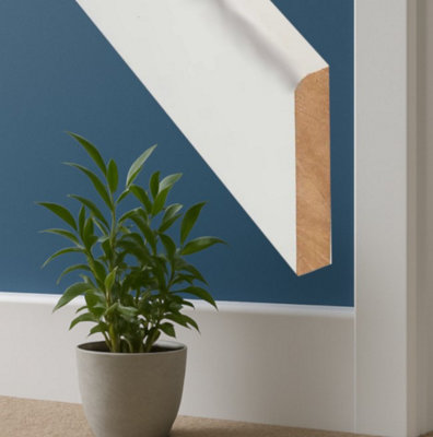 Primed White Pencil Round MDF Skirting Board 68mm x 18mm x 4m Lengths ...