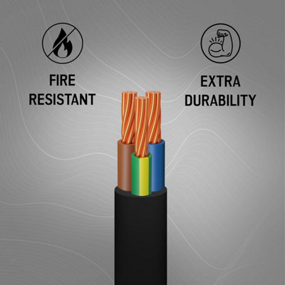 Primes DIY 3 Core Round Black Flex Flexible Cable, Wire High ...