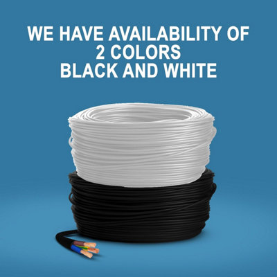 Primes DIY 3 Core Round White Flex Flexible Cable, stranded electrical ...