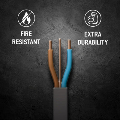 Primes DIY Electric Socket wire cable 2.5mm Twin and Earth Flat Grey ...