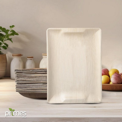 PRIMES ECO 14x10 Inch Disposable Palm Leaf Serving Trays, Platters ...