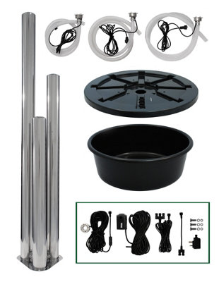 Primrose 3 Brushed Tubes Stainless Steel Water Feature with Lights 121cm