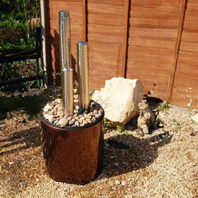 Primrose 3 Brushed Tubes Stainless Steel Water Feature with Lights ...