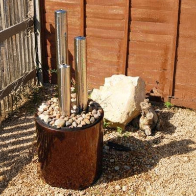 Primrose 3 Tier Stainless Steel Tubes Water Feature with Lights Indoor ...