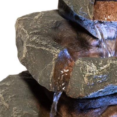Primrose 4-Tier Cascading Rock Self Contained Water Feature with LED Lights