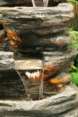 Buy Primrose 4-Tier Rock Pool Cascading Water Feature with Lights for ...