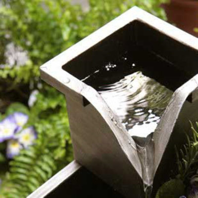 Primrose 4-Tier Stainless Steel Cascading Water Feature with Planter 49cm