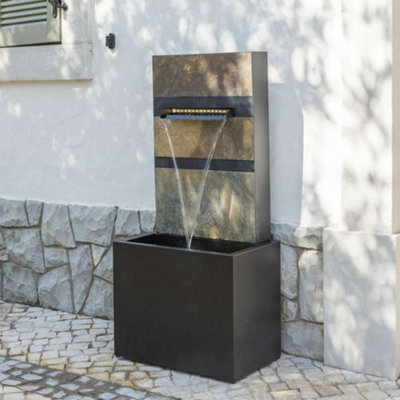 Primrose Alhambra Zinc & Stone Water Feature with Lights 100cm
