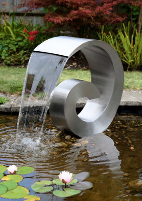 Primrose Ammonite Cascading Stainless Steel Water Feature (No Reservoir ...
