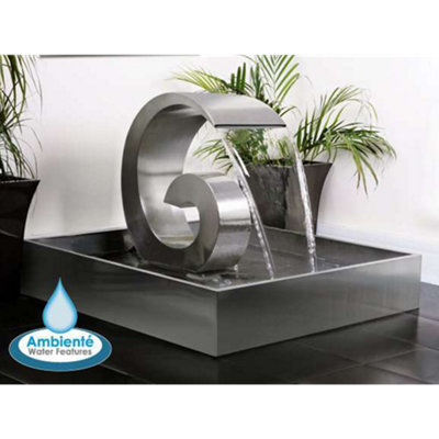 Primrose Ammonite Cascading Stainless Steel Water Feature Outdoor Pond ...