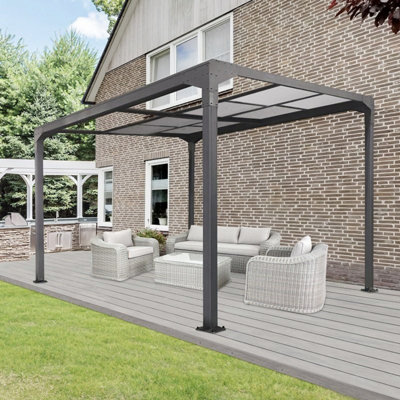 Primrose Anthracite Veranda Garden Canopy Retractable Sliding Roof 12 ...