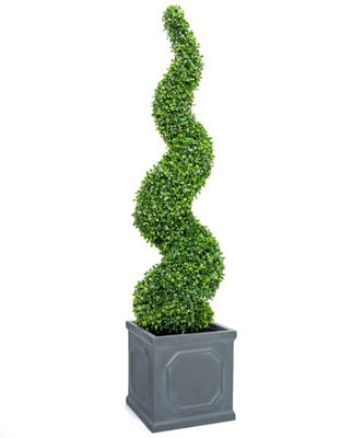 Primrose Artificial Outdoor Patio Box Topiary Buxus Grass Spiral Bush 120cm