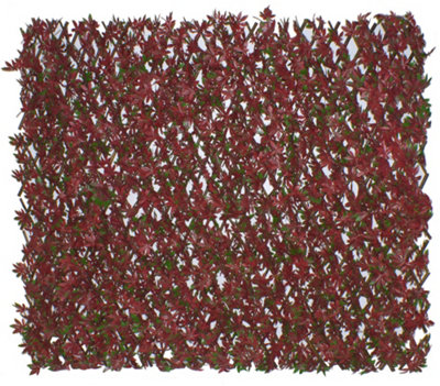 Primrose Artificial Red Acer Extendable Trellis Plastic Hedge Fence ...