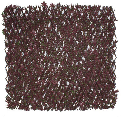 Primrose Artificial Red Acer Extendable Trellis Plastic Hedge Fence ...