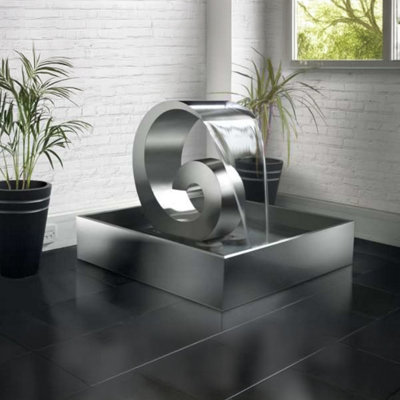 Primrose Atlantis Stainless Steel Cascade Water Feature with Lights 65cm
