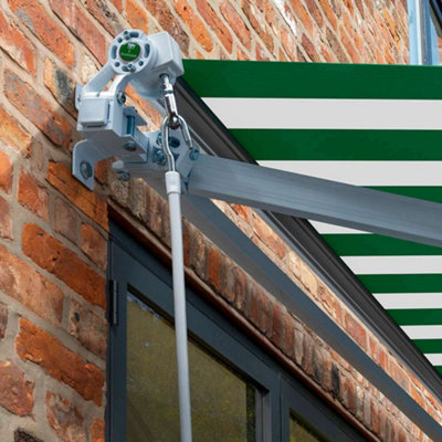 Primrose Awnings 4.0m x 3.0m Retractable Electric Green & White Awning ...