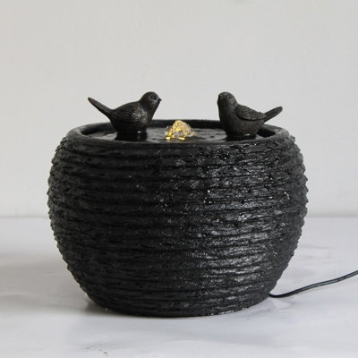 Primrose Bathing Birds Solar Power Water Feature with LED lights 25cm