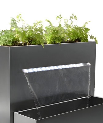 Primrose Berkeley Stainless Steel Waterfall Water Feature Planter with ...