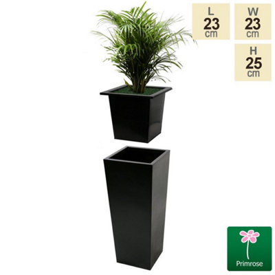 Primrose Black Flared Square Planter Insert 25cm