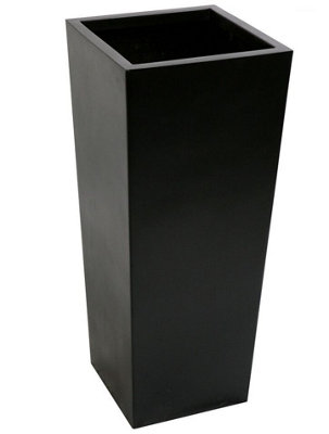 Primrose Black Flared Tapered Outdoor Planter Zinc Galvanised Pot 116cm ...