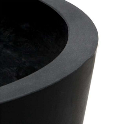 Primrose Black Polystone Patio Garden Outdoor Round Planter 50cm