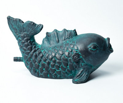 Buy Primrose Blue Fish Pond Spitter Fountain Ornament Statue H10cm at B&Q