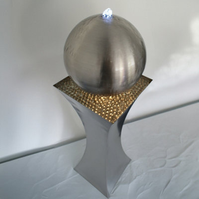 Primrose Brushed Hourglass and Sphere Water Feature with Lights
