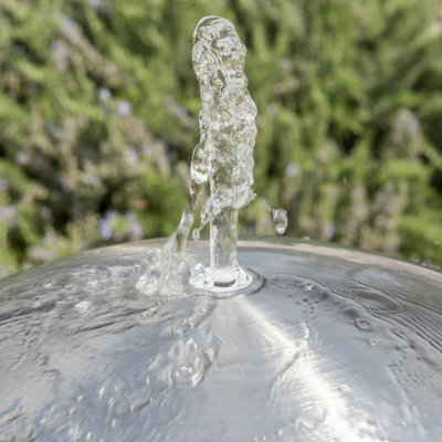 Primrose Brushed Sphere Stainless Steel Outdoor Water Feature with ...