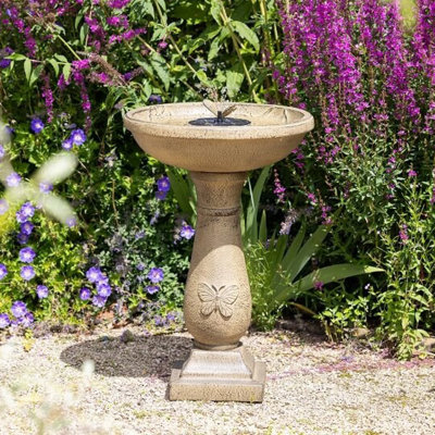 Primrose Butterfly Brook Solar Bird Bath Water Feature with Lights 84cm