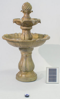 Primrose Cream Imperial Round Tiered Solar Powered Water Feature ...