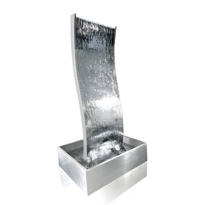 Primrose Double-Sided Curved Stainless Steel Water Wall with Stainless ...