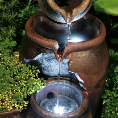 Primrose Earthenware 3-Tier Honey Pot Water Feature & Planter with ...