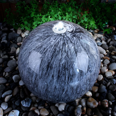 Primrose Echo Falls Marble Touch Sphere Stainless Steel Water Feature ...