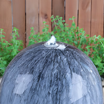 Primrose Echo Falls Marble Touch Sphere Stainless Steel Water Feature ...