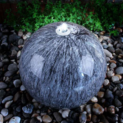 Primrose Echo Falls Marble Touch Sphere Stainless Steel Water Feature ...
