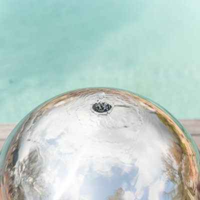 Primrose Eclipse Sphere Stainless Steel Water Feature with Lights H76cm