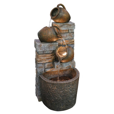 Primrose Evora Cascading Tiered Bowls Water Feature With Lights 75.5cm