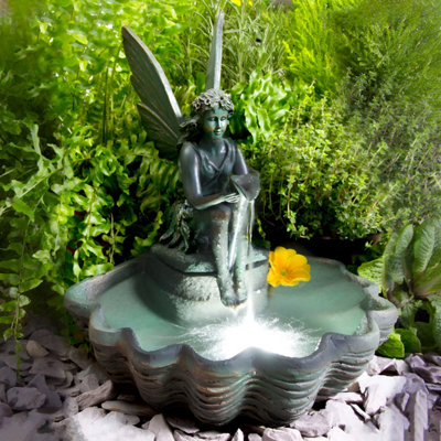 Primrose Fairy on Clam Shell Programmable Solar Powered Garden Water ...