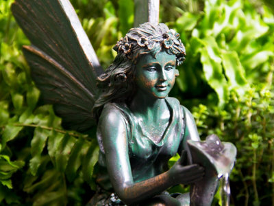Primrose Fairy on Clam Shell Programmable Solar Powered Garden Water ...