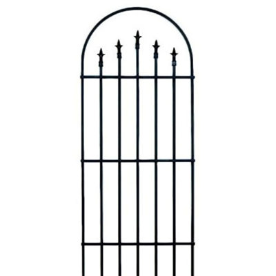 Primrose French Arch Metal Trellis with Finials in Black 203cm
