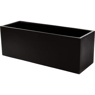 Primrose Garden Outdoor Fibreglass Trough Planter in Matt Black Large ...