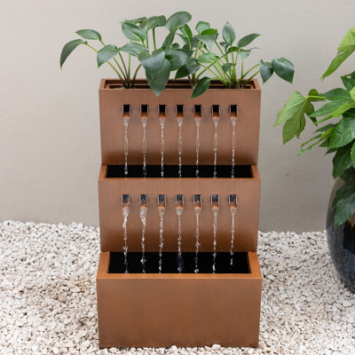 Primrose Garnock Galvanised Zinc Cascading Garden Water Feature and ...