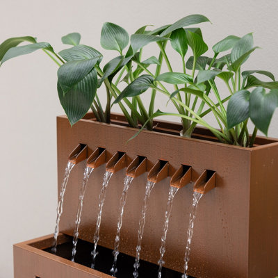 Primrose Garnock Galvanised Zinc Cascading Garden Water Feature and ...